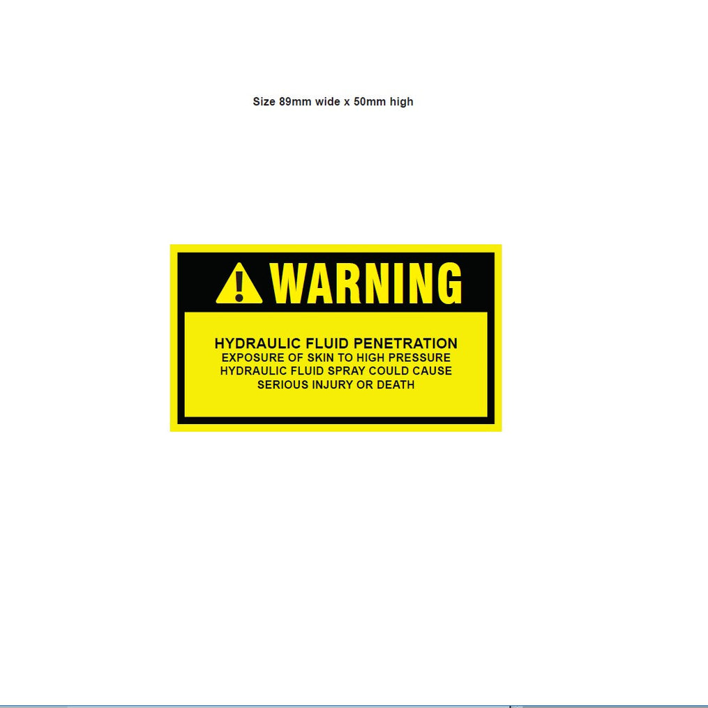 Decal Warning Hydraulic Fluid — Agrowplow